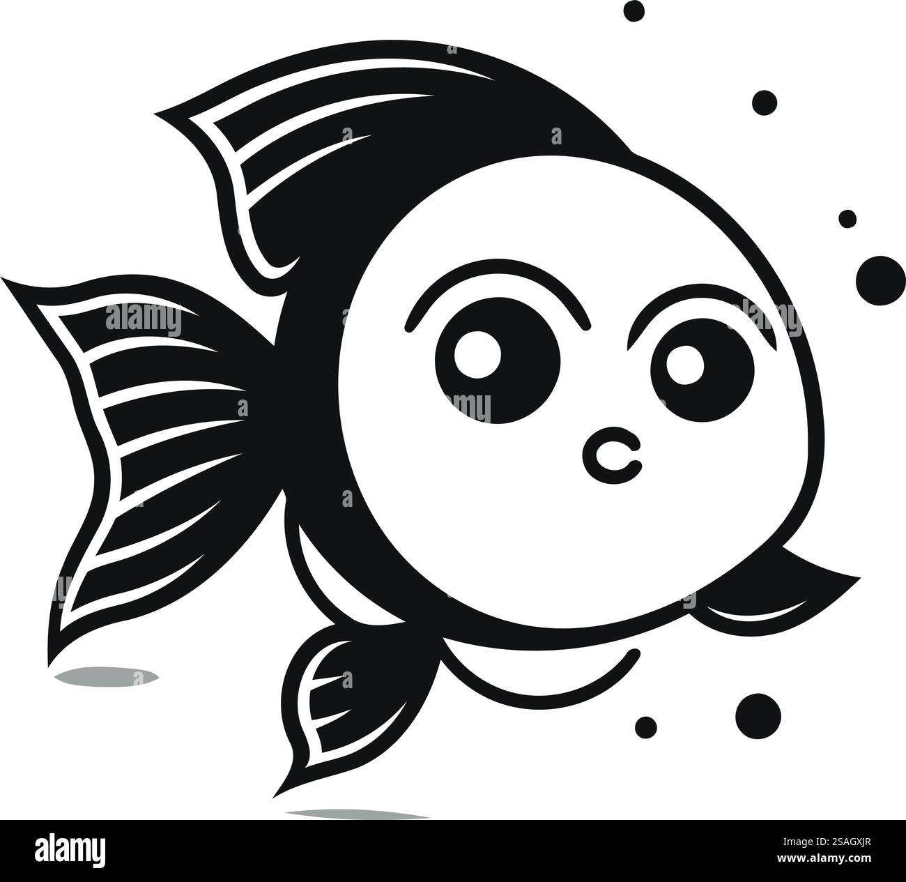 Cute cartoon goldfish doodle. Vector illustration isolated on white ...