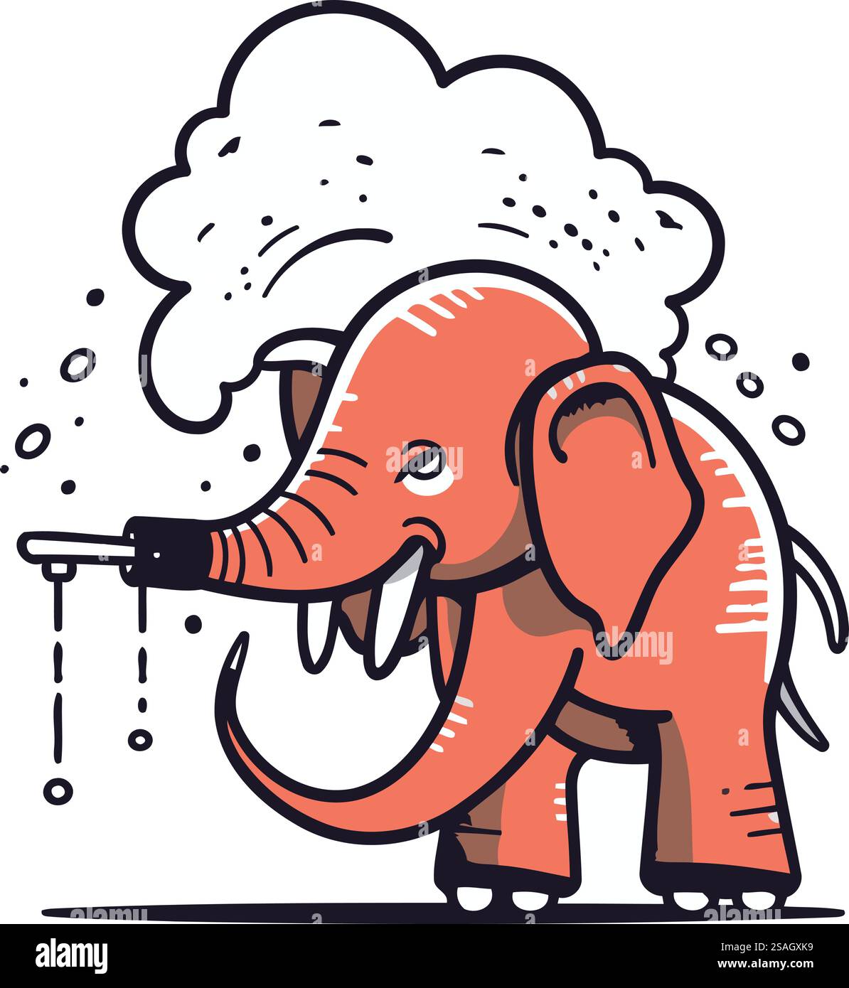 Elephant Drinking Water Drawing Easy