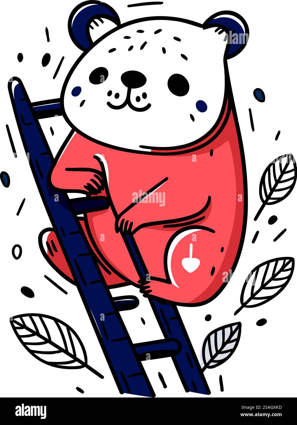 Cute cartoon panda climbing up the ladder. Vector illustration Stock ...