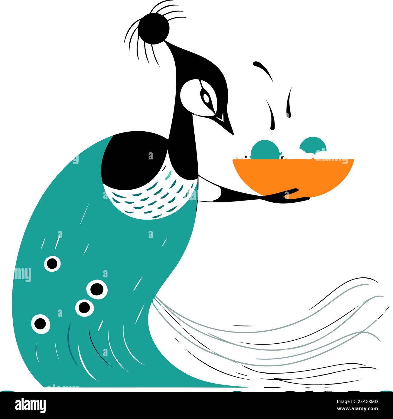 Peacock with a bowl of ice cream. Vector illustration Stock Vector ...