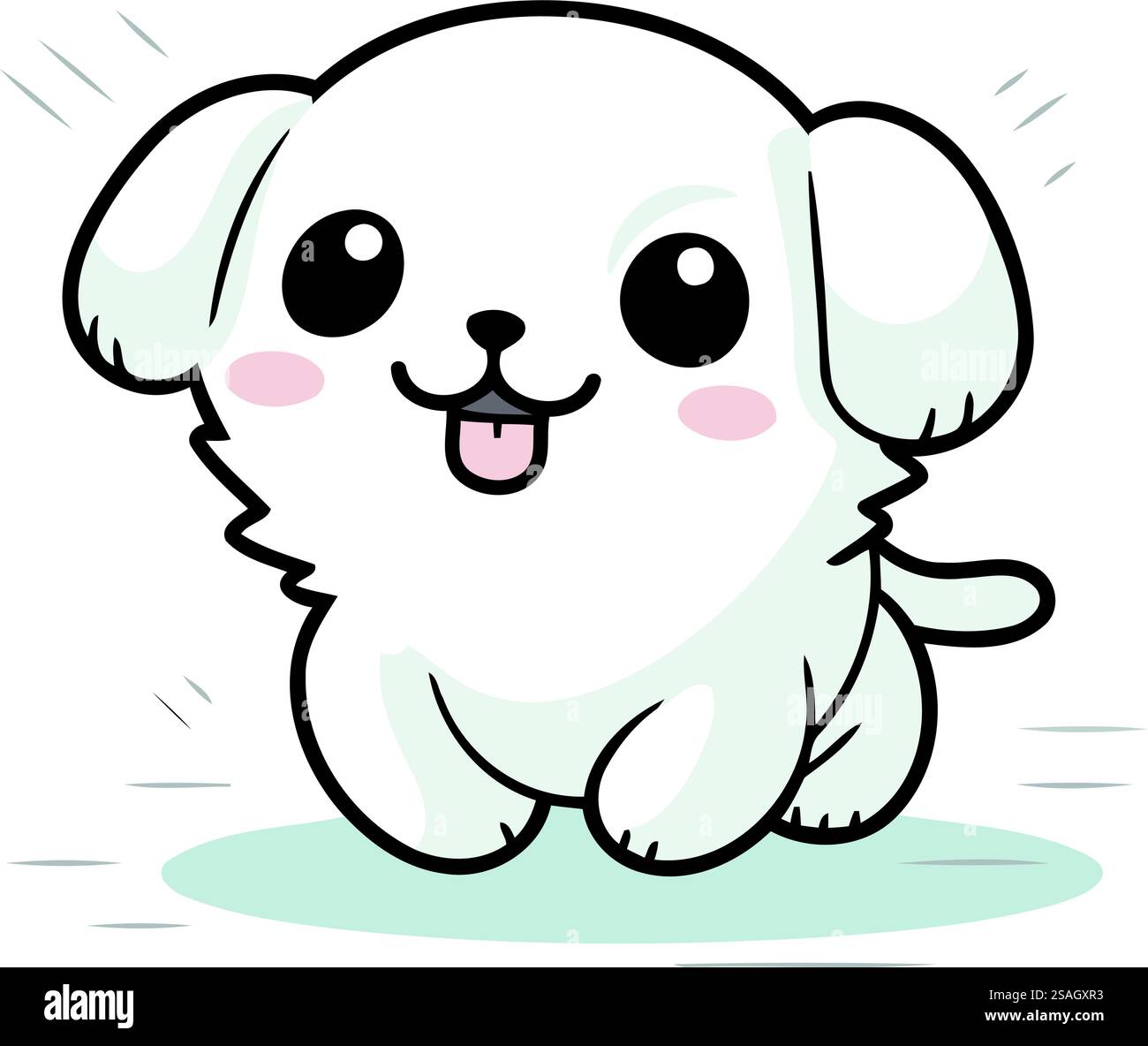 Cute white dog running on white background. Vector illustration ...