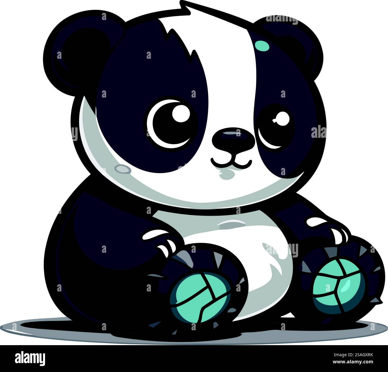 Cute cartoon panda sitting on the floor. Vector illustration Stock ...
