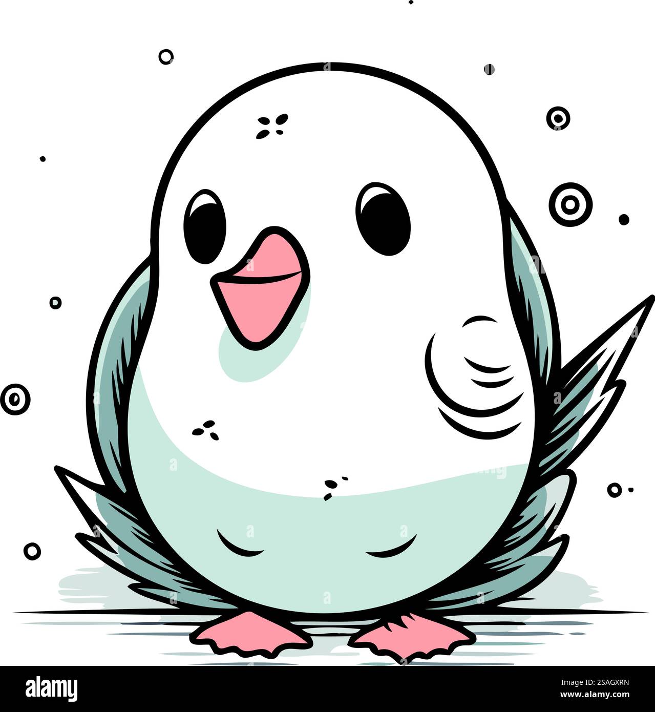 Cute cartoon parakeet on white background. Vector illustration Stock ...