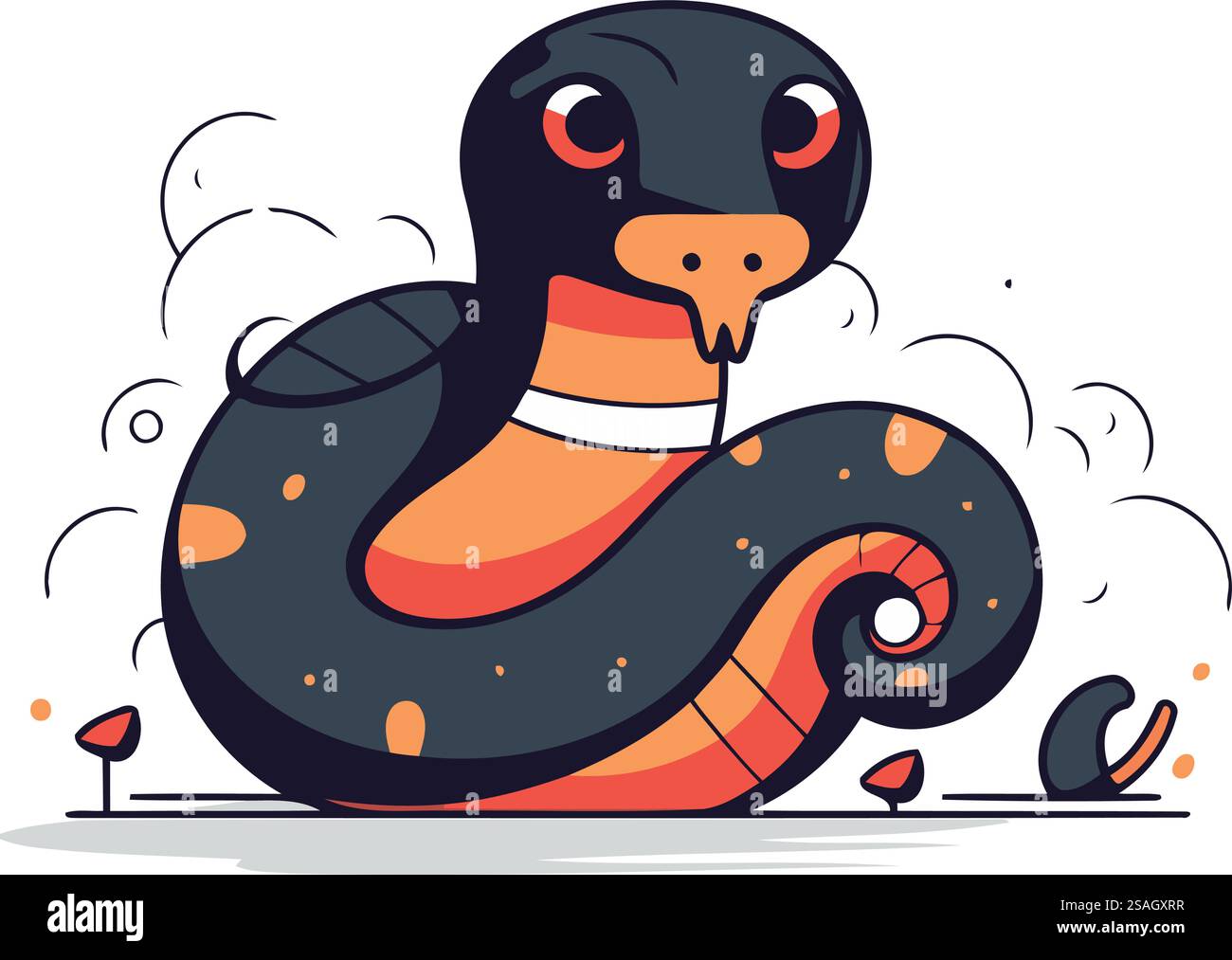 Cute snake cartoon character. Vector illustration in flat cartoon style ...