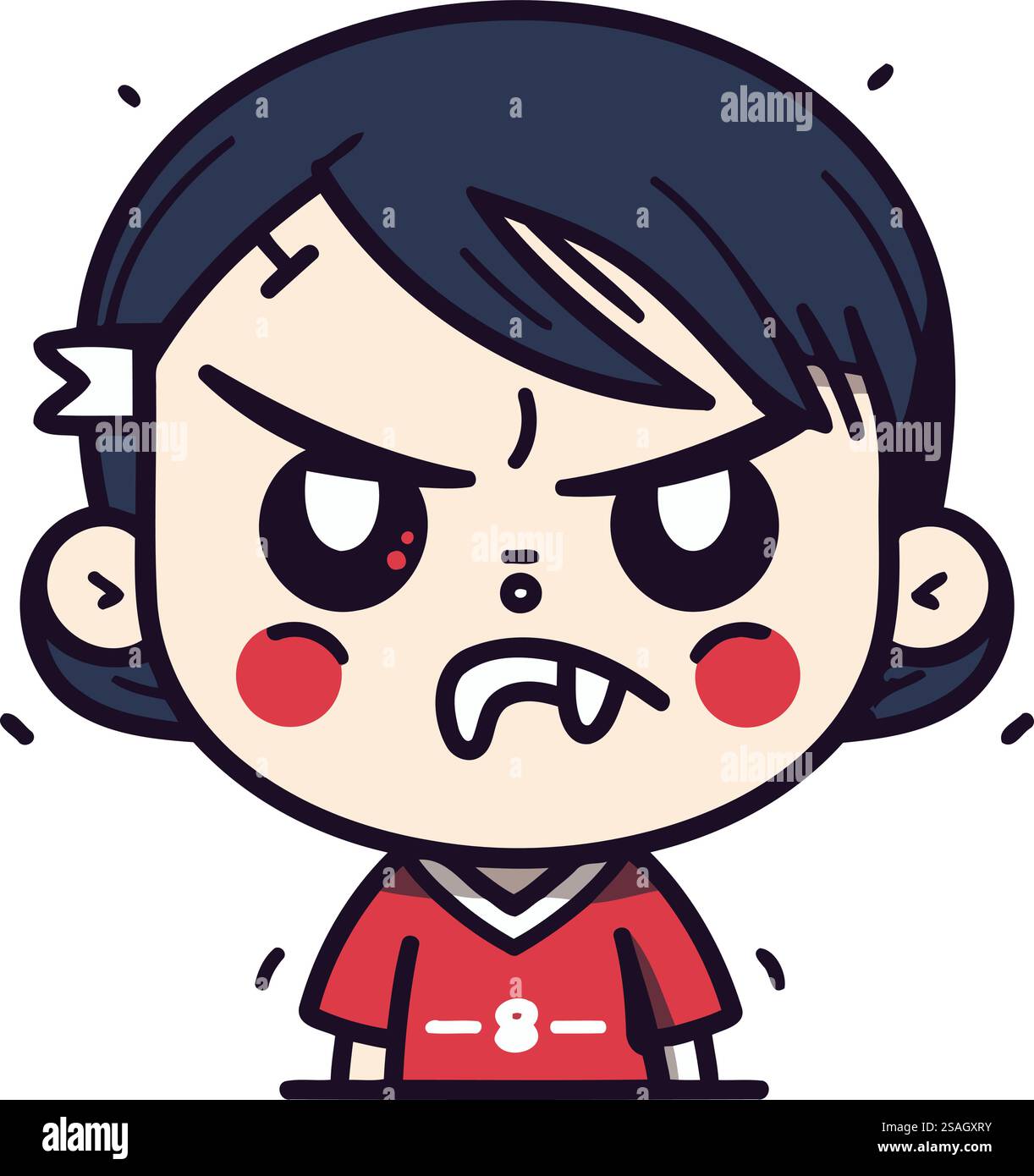 Crying Girl Face Vector Illustration. Cute Cartoon Girl Character Stock ...