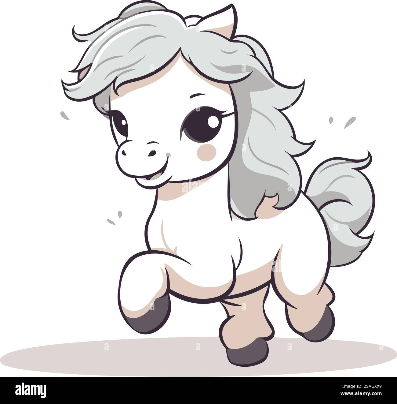 Cute cartoon pony. Vector illustration isolated on a white background ...