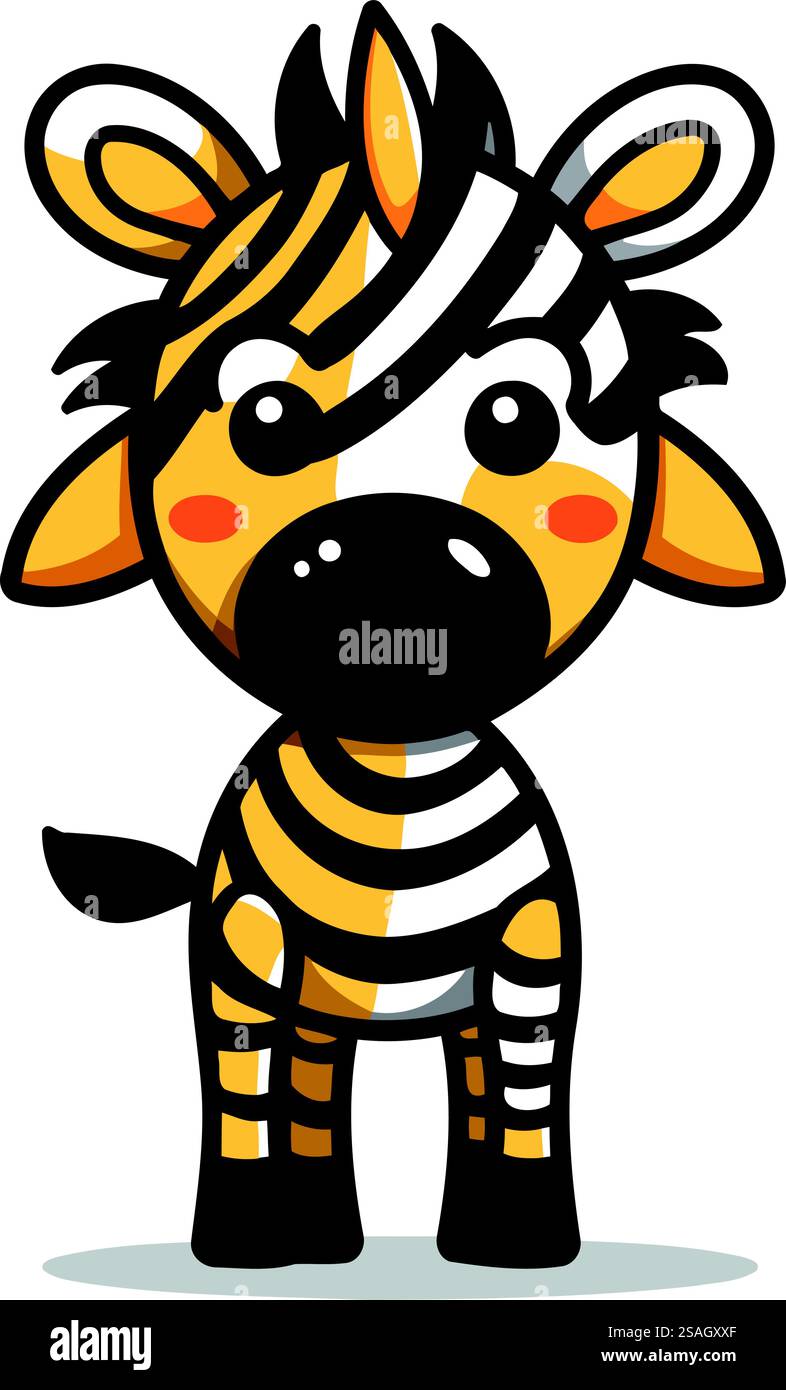 Cute zebra character cartoon vector illustration. Zebra animal mascot ...