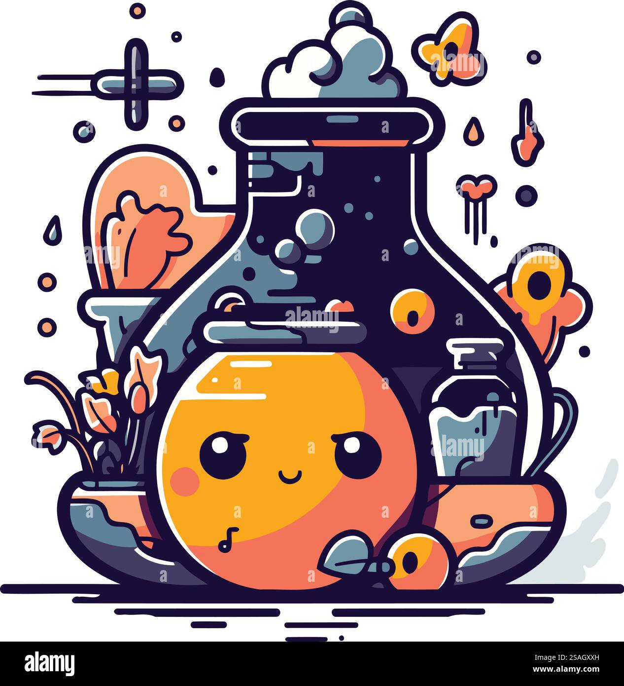 Cute kawaii potion bottle. Vector illustration in cartoon style Stock ...