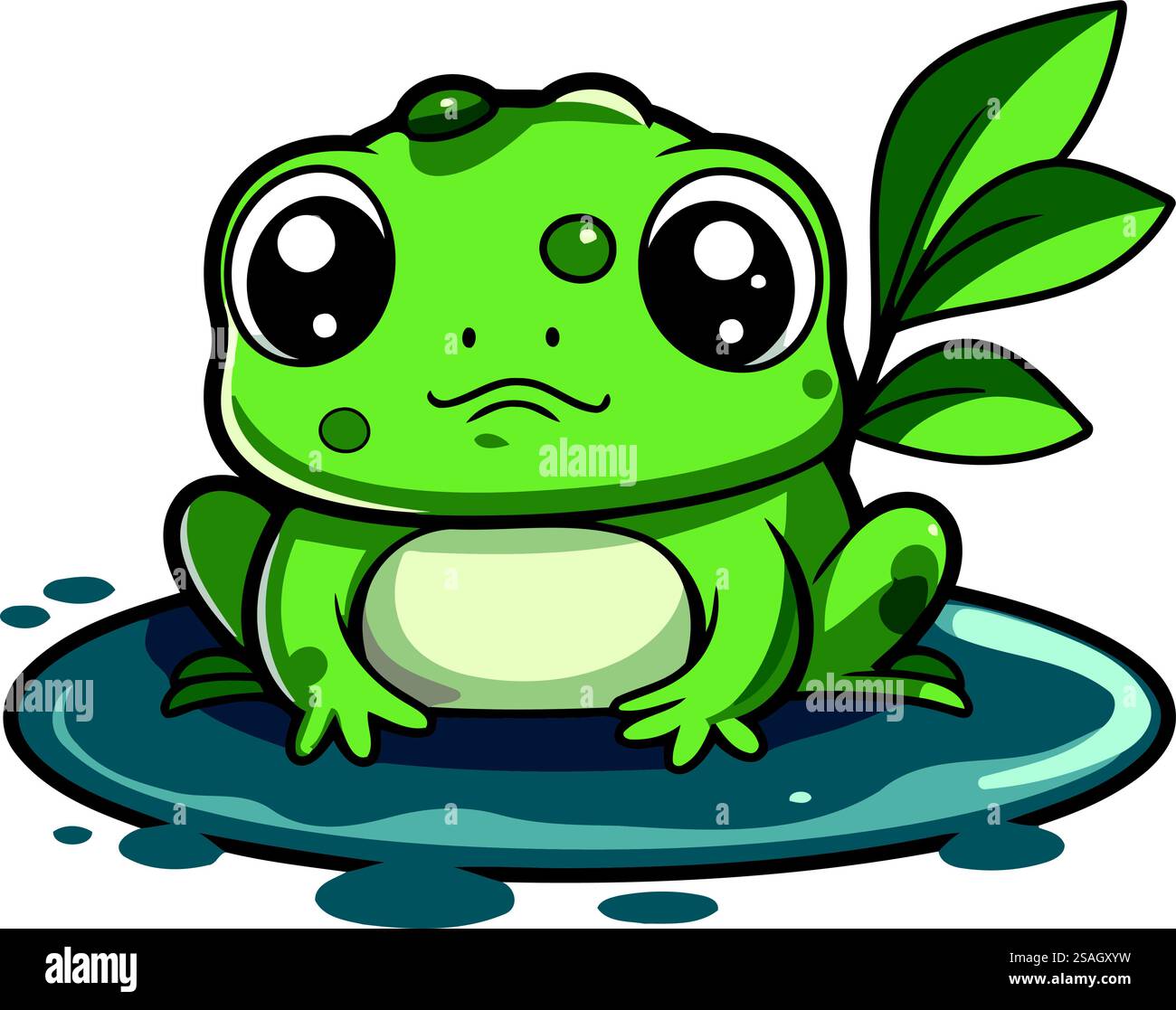 Frog with sad face. Vector illustration of a cartoon frog Stock Vector ...