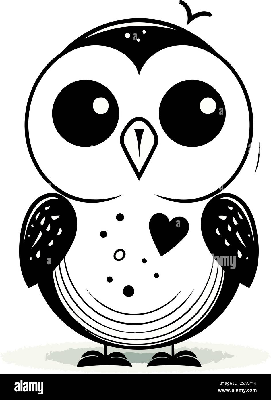 Cute owl with heart in its beak. Vector illustration Stock Vector Image ...