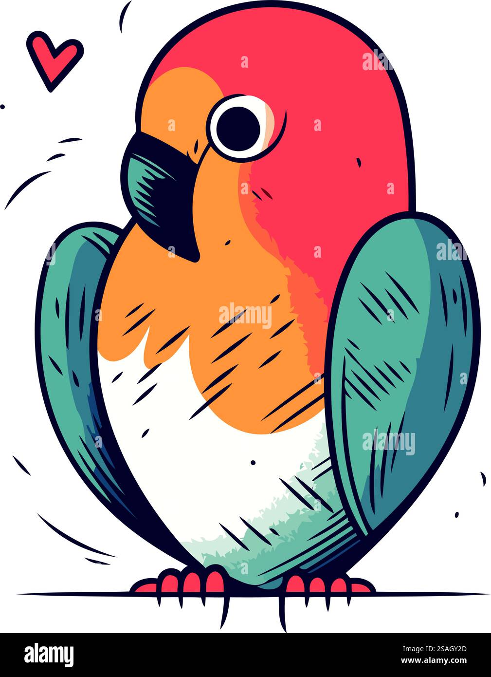 Cute parrot. Hand drawn vector illustration isolated on white ...