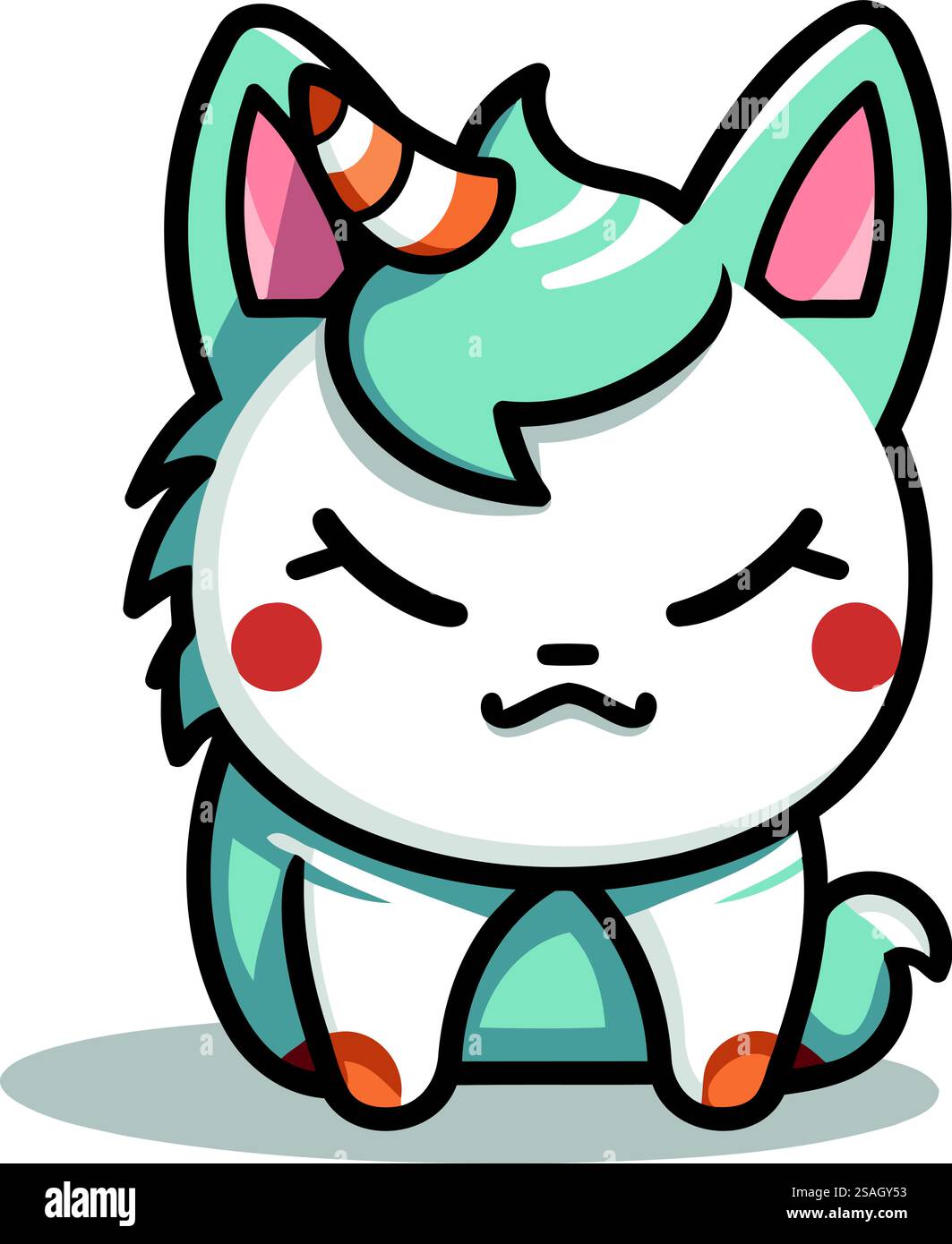 Crying cat cartoon character vector illustration. Cute kawaii cat ...