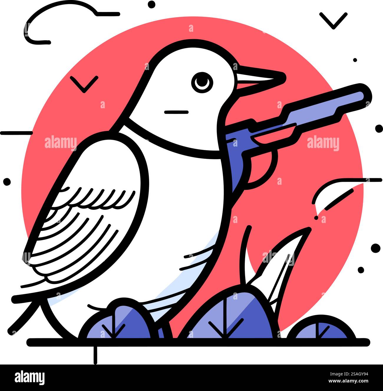 Vector illustration of a seagull with a gun in hand Stock Vector Image ...