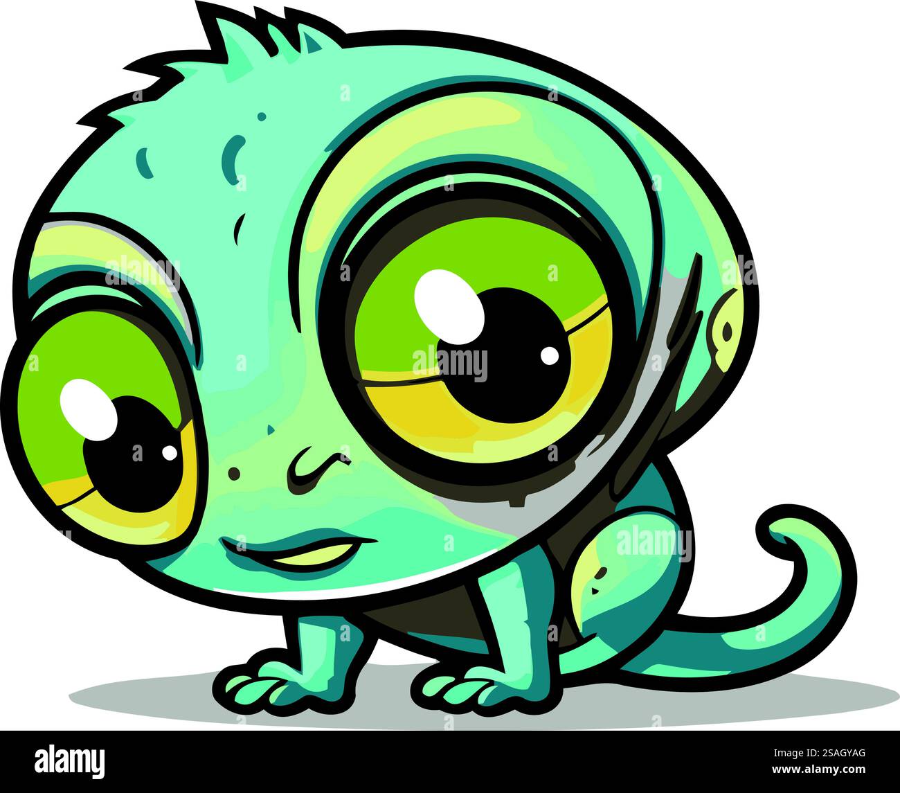 Cute little blue lizard character. Vector illustration isolated on ...