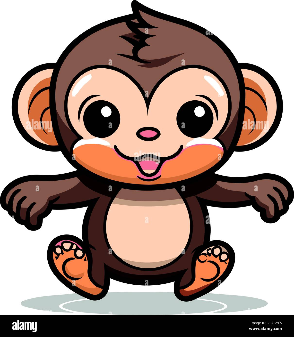 Cute Monkey Cartoon Mascot Character. Vector Illustration Stock Vector ...
