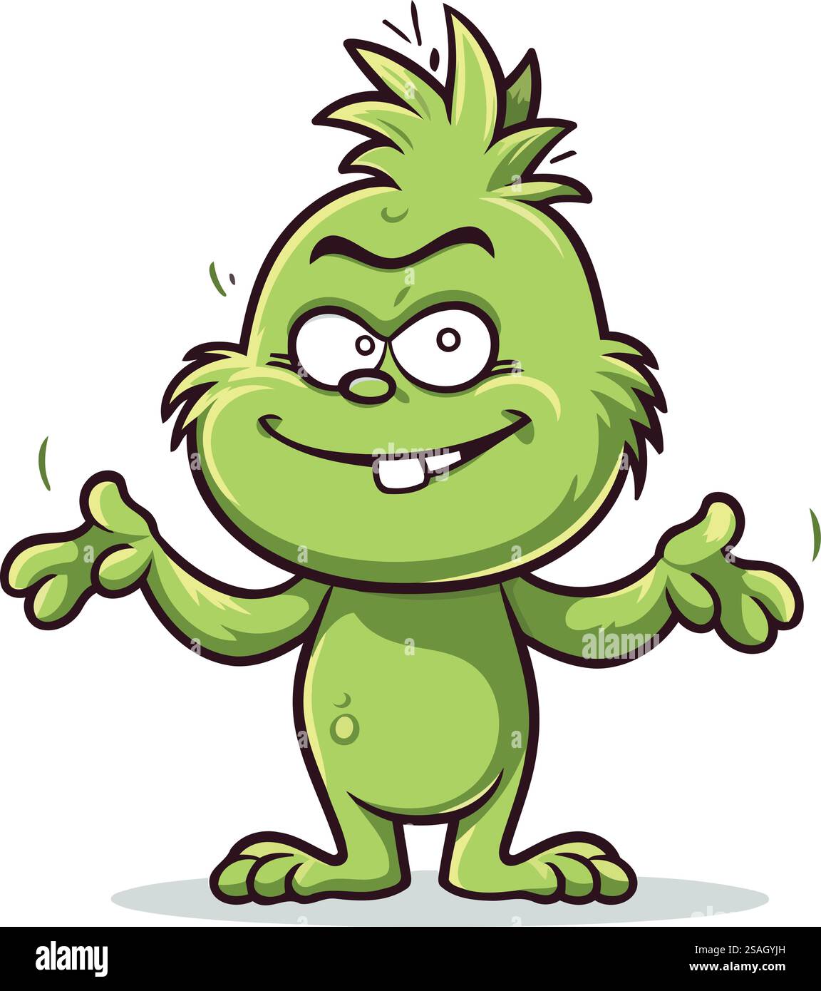 Funny green monster isolated on white background. Cartoon vector ...