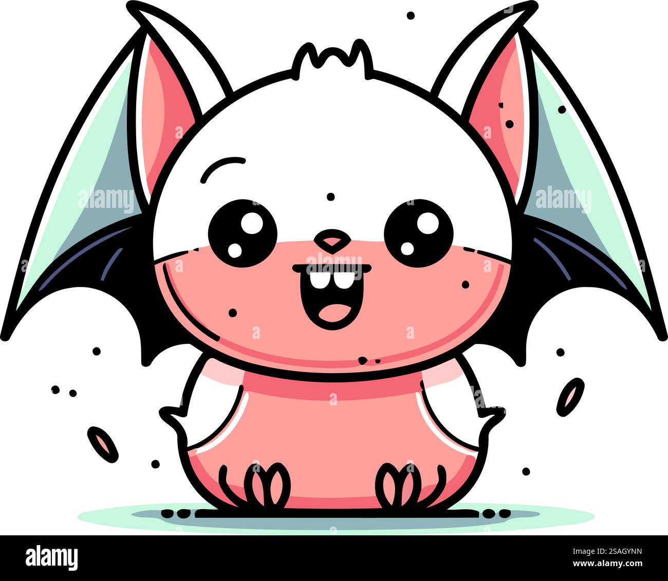 Cute cartoon little bat. Vector illustration isolated on white ...