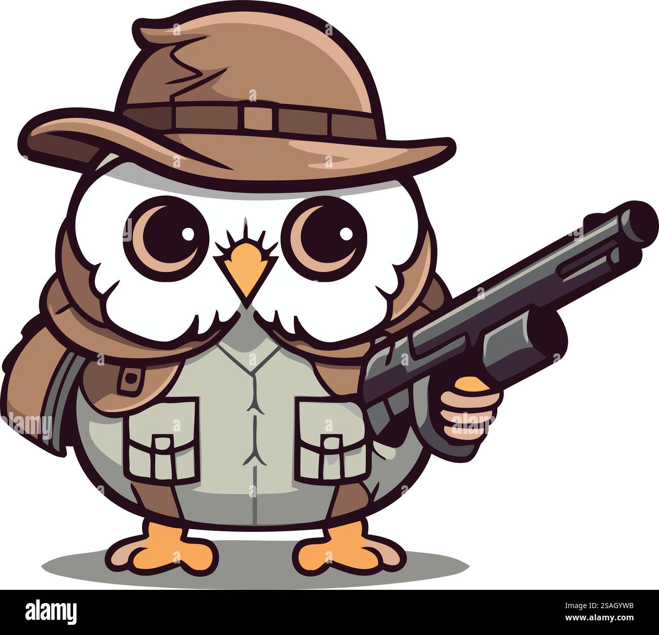 Cowboy owl with a gun cartoon character vector illustratrion Stock ...