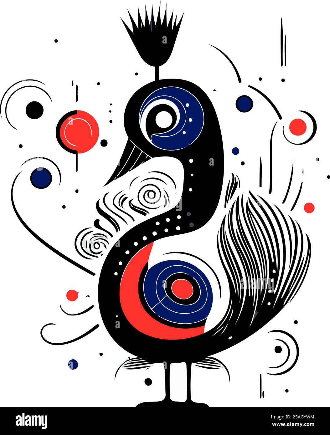 Peacock zodiac sign. Hand drawn vector illustration in doodle style ...