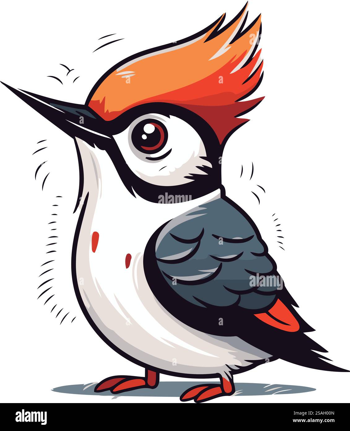 Vector illustration of a cute cartoon woodpecker isolated on white ...