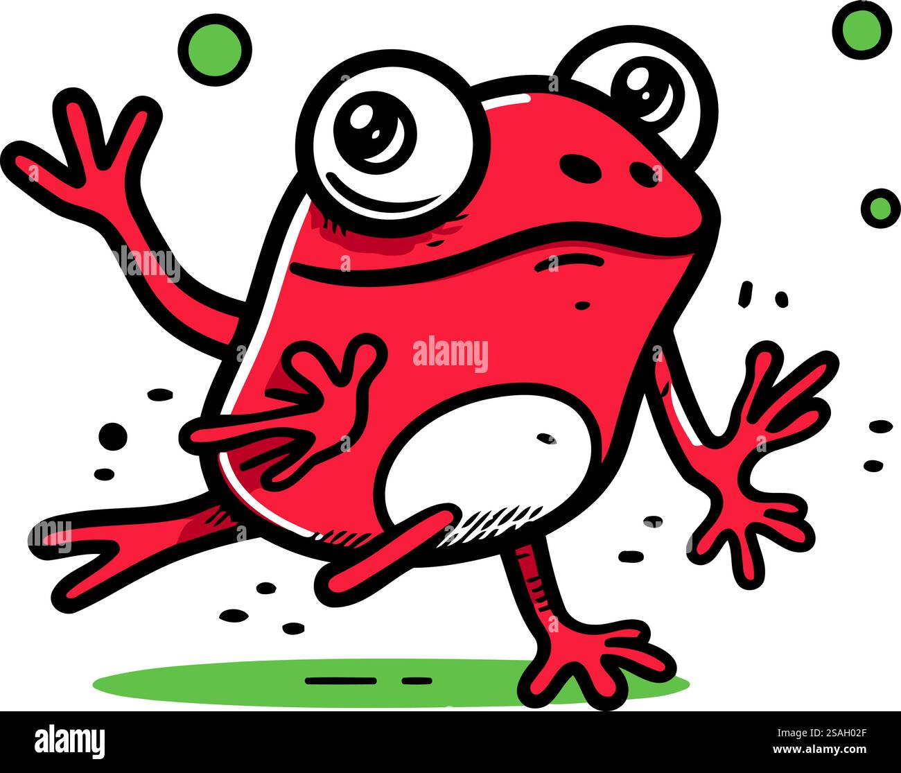 Funny cartoon frog jumping. Vector illustration isolated on white ...