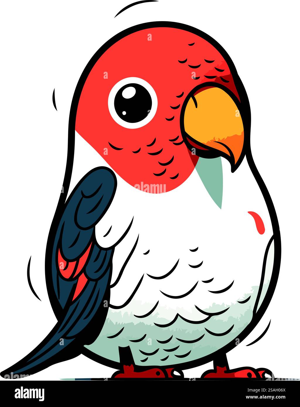 Vector illustration of a cute red parrot on a white background Stock ...