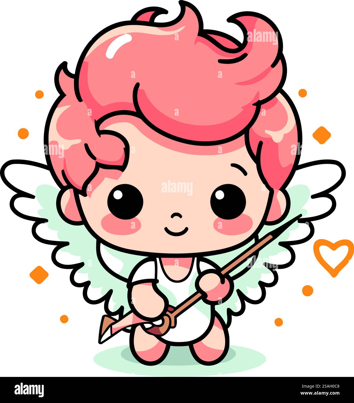 Cute little cupid with bow and arrow. Vector illustration Stock Vector Image & Art - Alamy