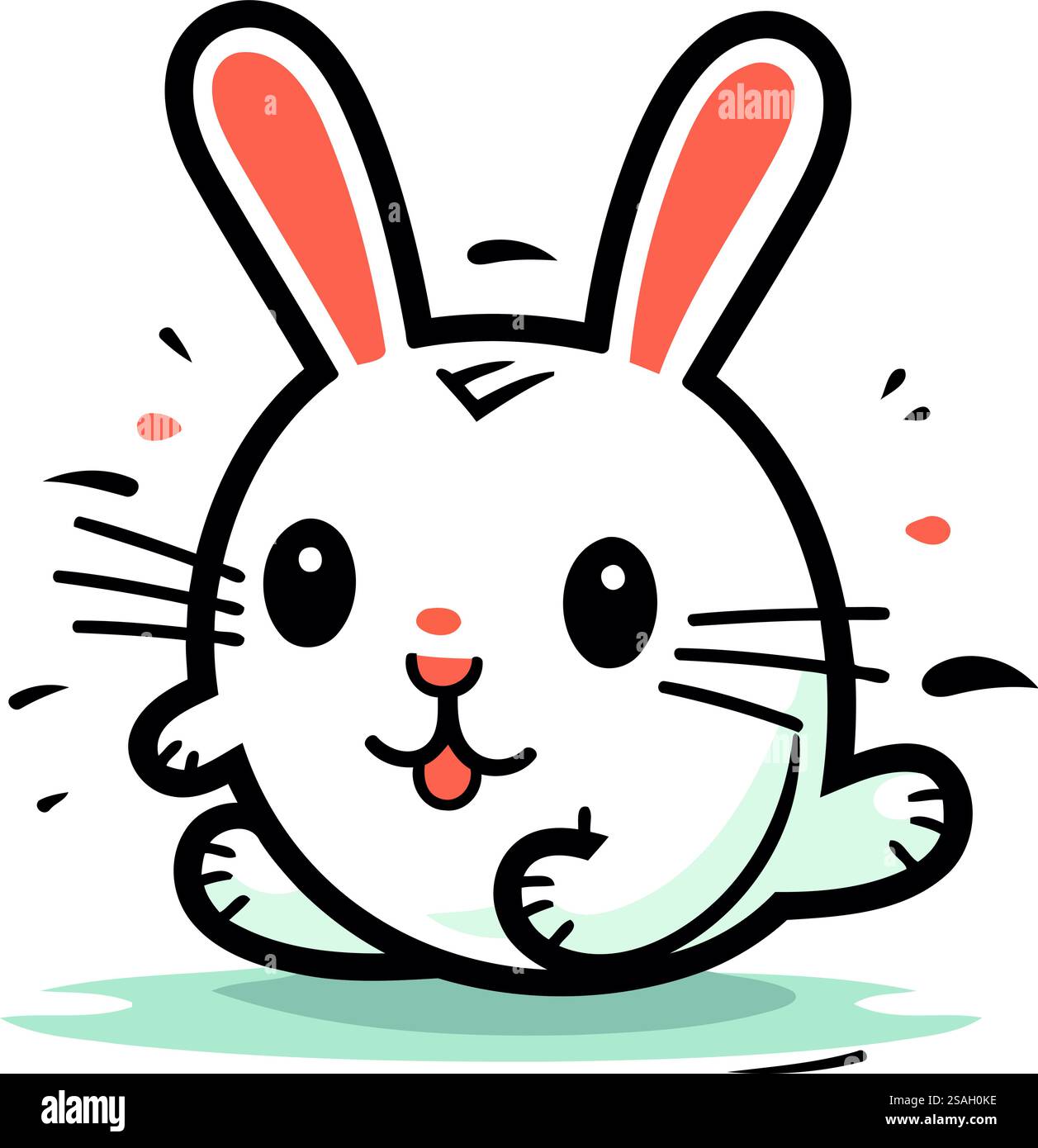 Cute white rabbit. Vector illustration. Isolated on white background ...