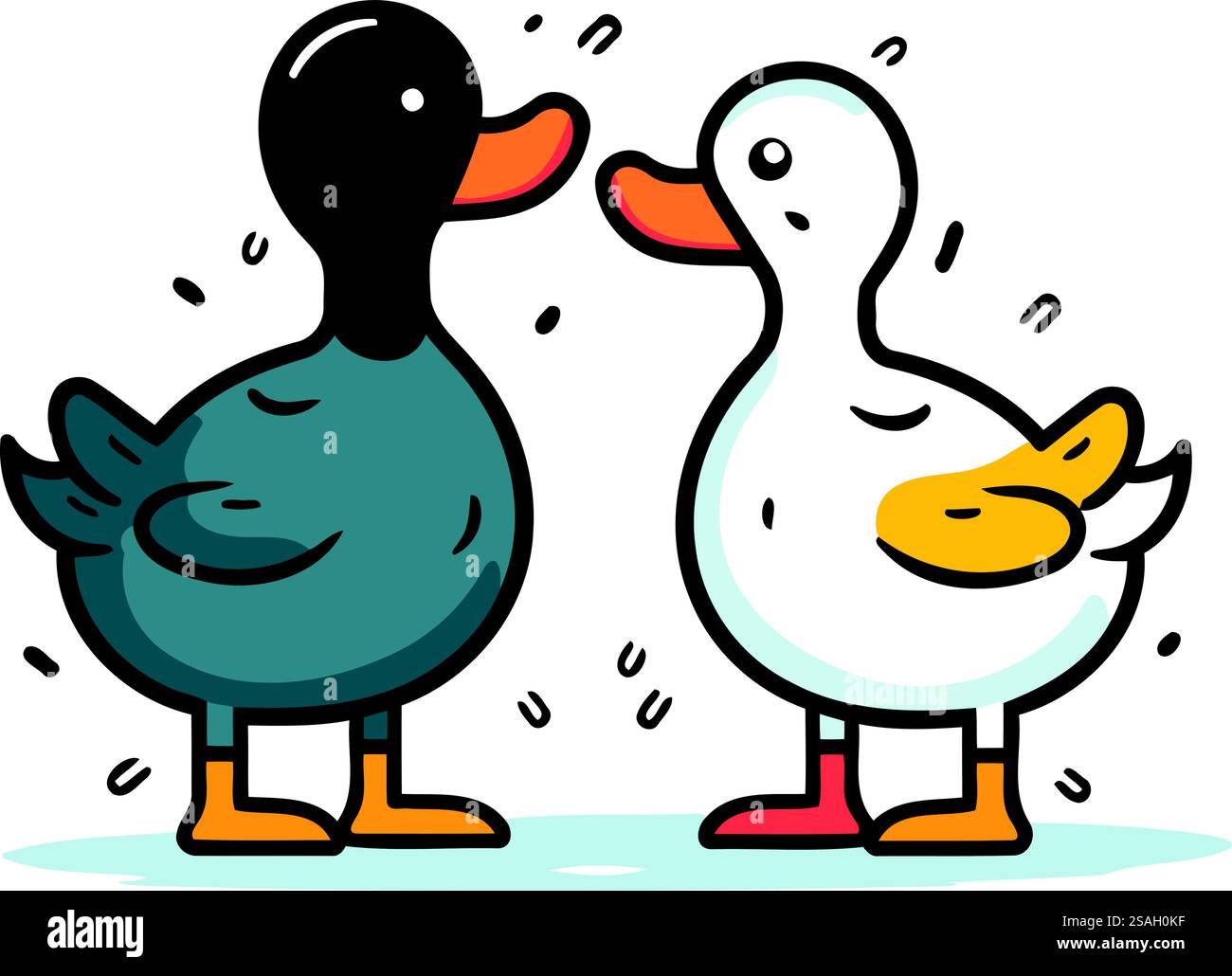duck and duckling vector illustration. cute cartoon doodle Stock Vector ...