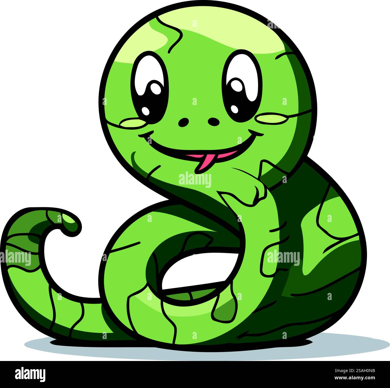 Cute snake cartoon character isolated on white background. Vector ...