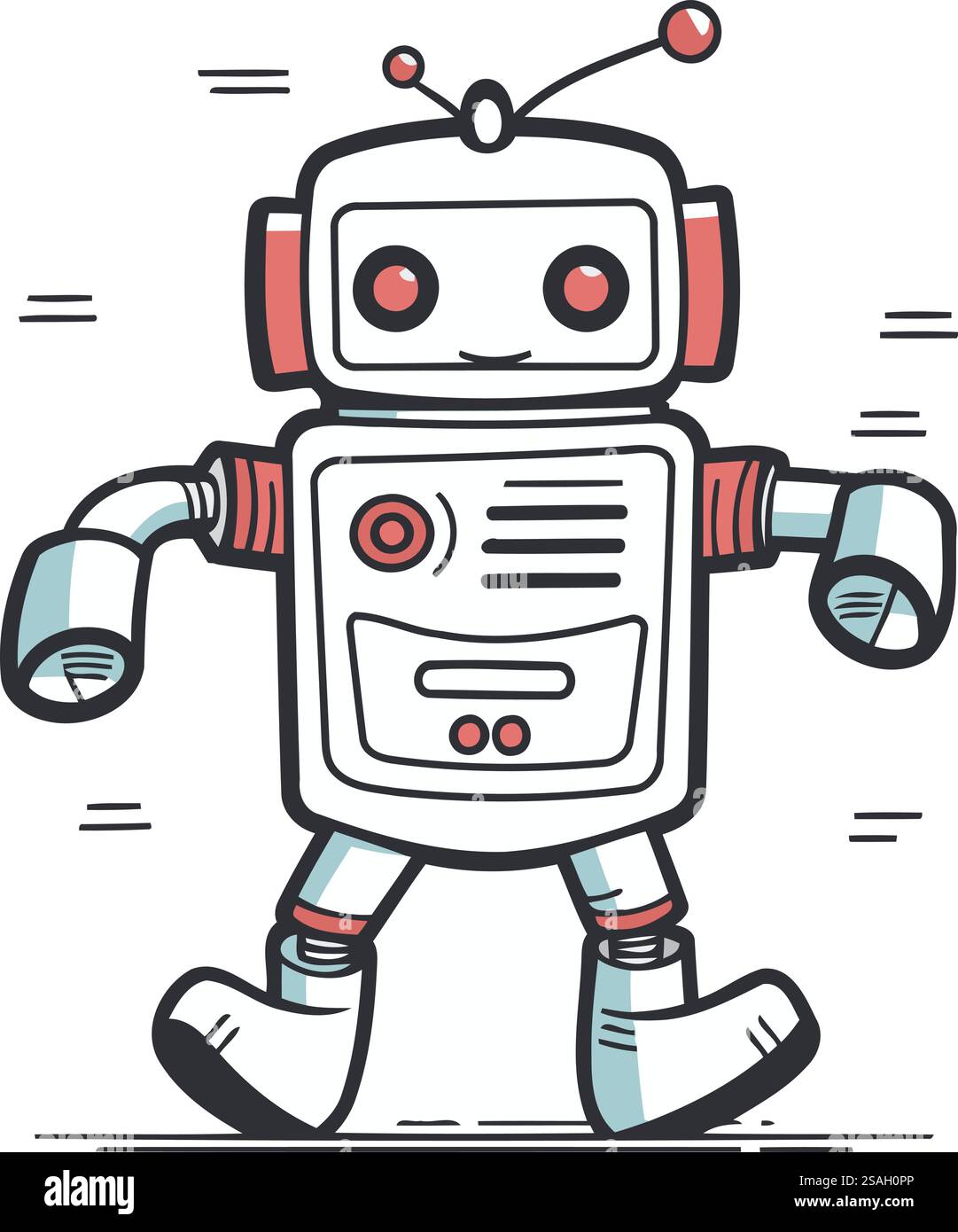 Cartoon robot. Vector illustration. Isolated on white background Stock ...