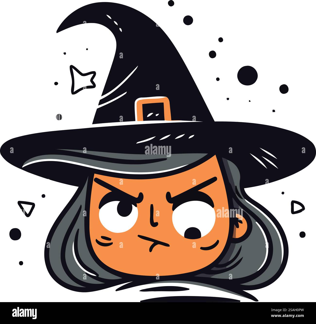Angry cartoon witch. Vector illustration in doodle style Stock Vector ...
