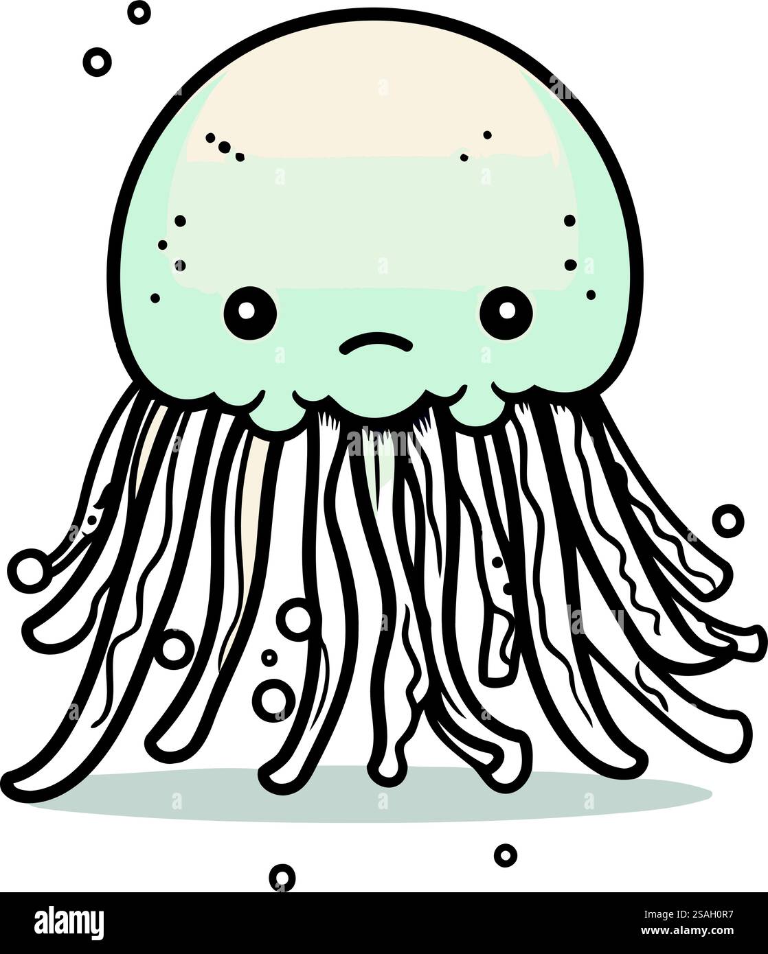 Cute cartoon jellyfish character. Vector illustration of a cute ...
