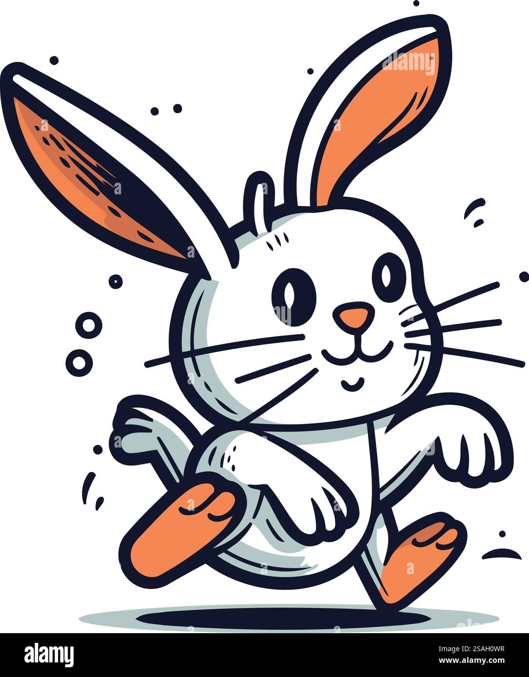 Cute cartoon rabbit running. Vector illustration isolated on white ...