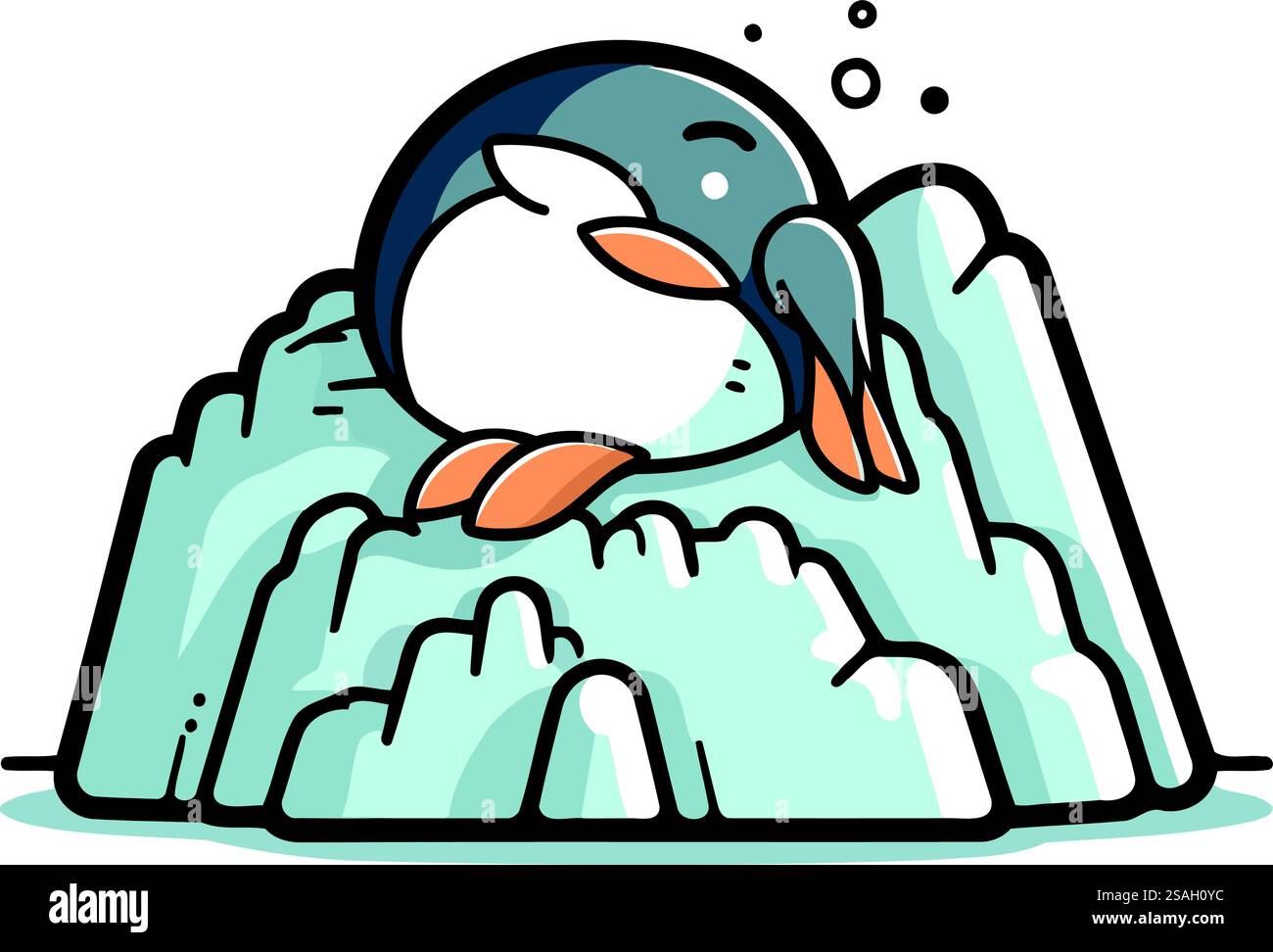 Cute penguin on iceberg. Vector illustration of cartoon penguin Stock ...