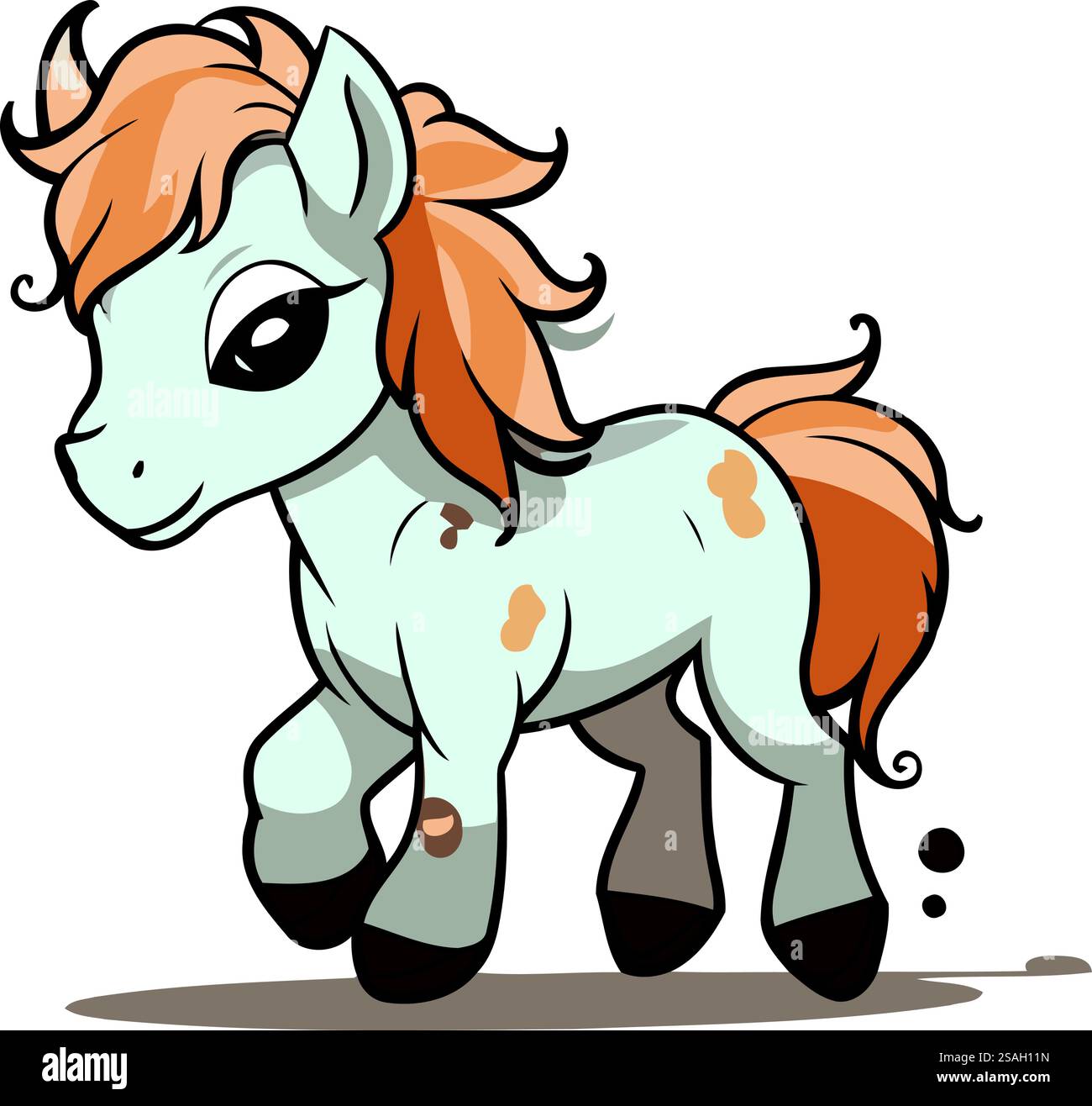 Cute cartoon pony. Vector illustration isolated on a white background ...