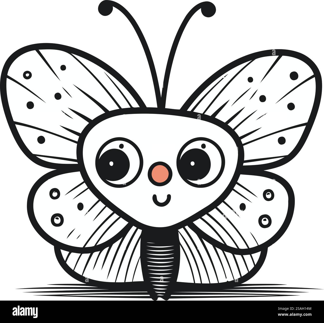 Butterfly. Cute cartoon character. Vector illustration isolated on ...