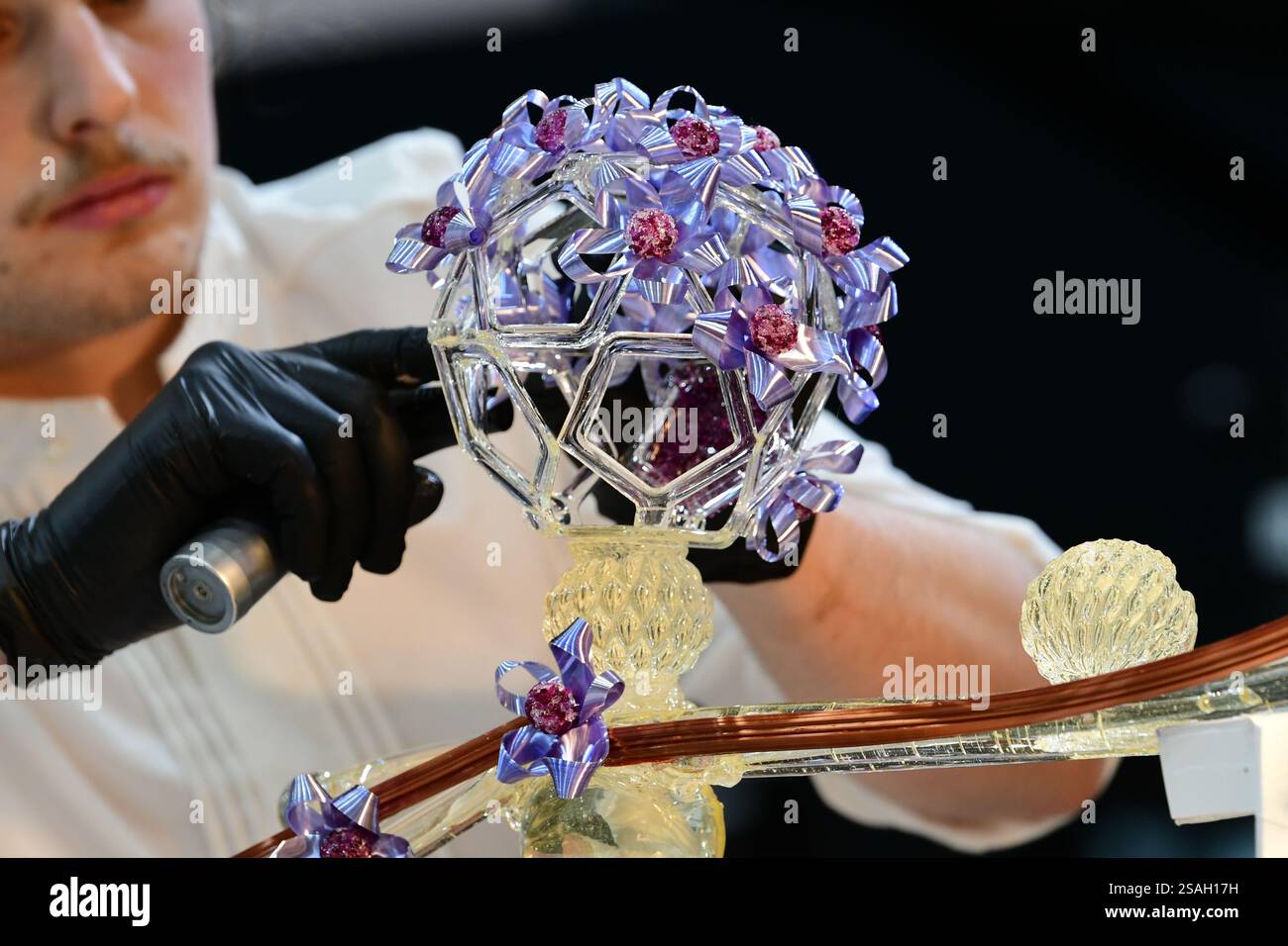 Lyon, France. 26th Jan, 2025. Chef Florian Villa displays his work at ...