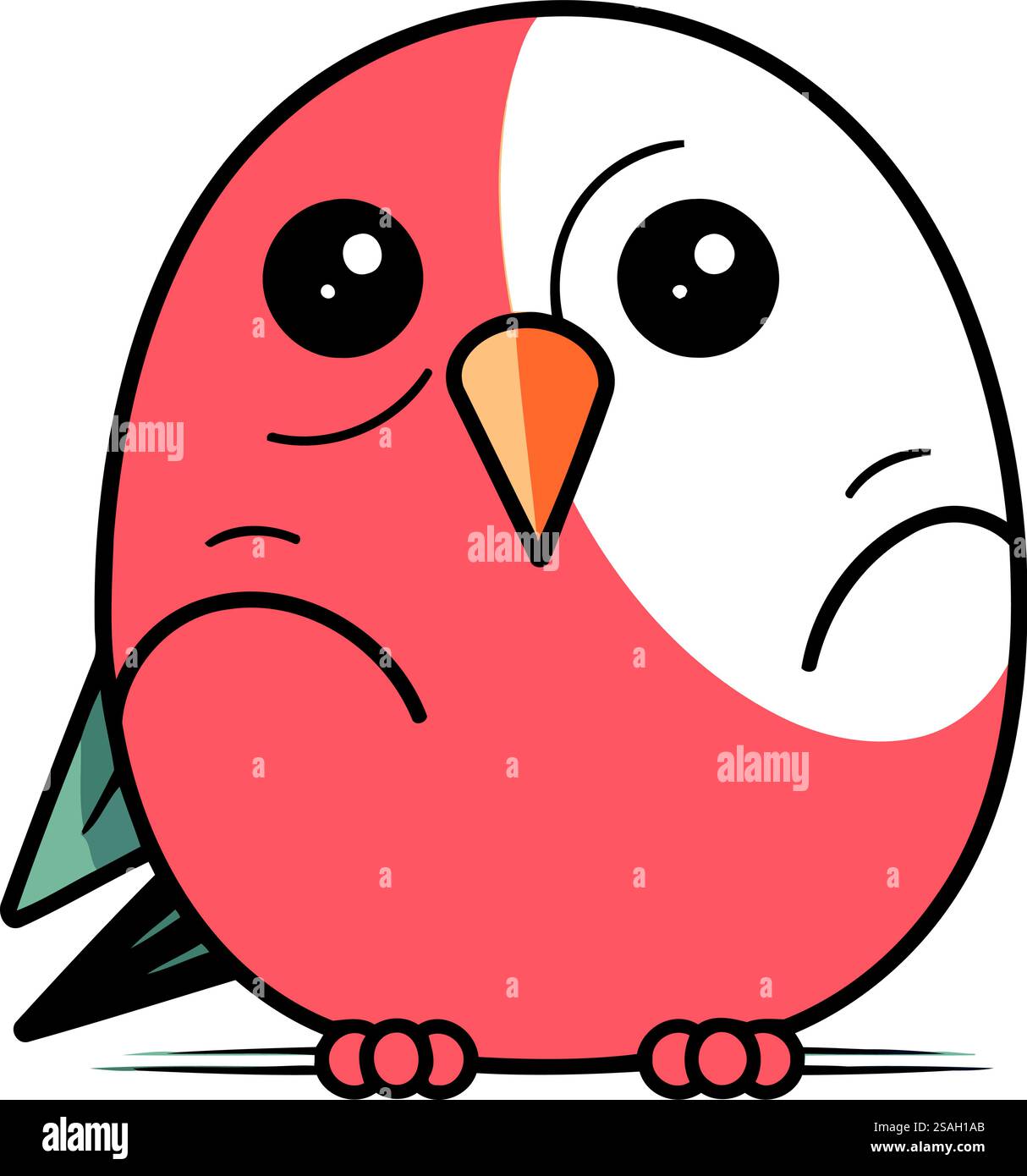 Cute cartoon red bird isolated on white background. Vector illustration ...