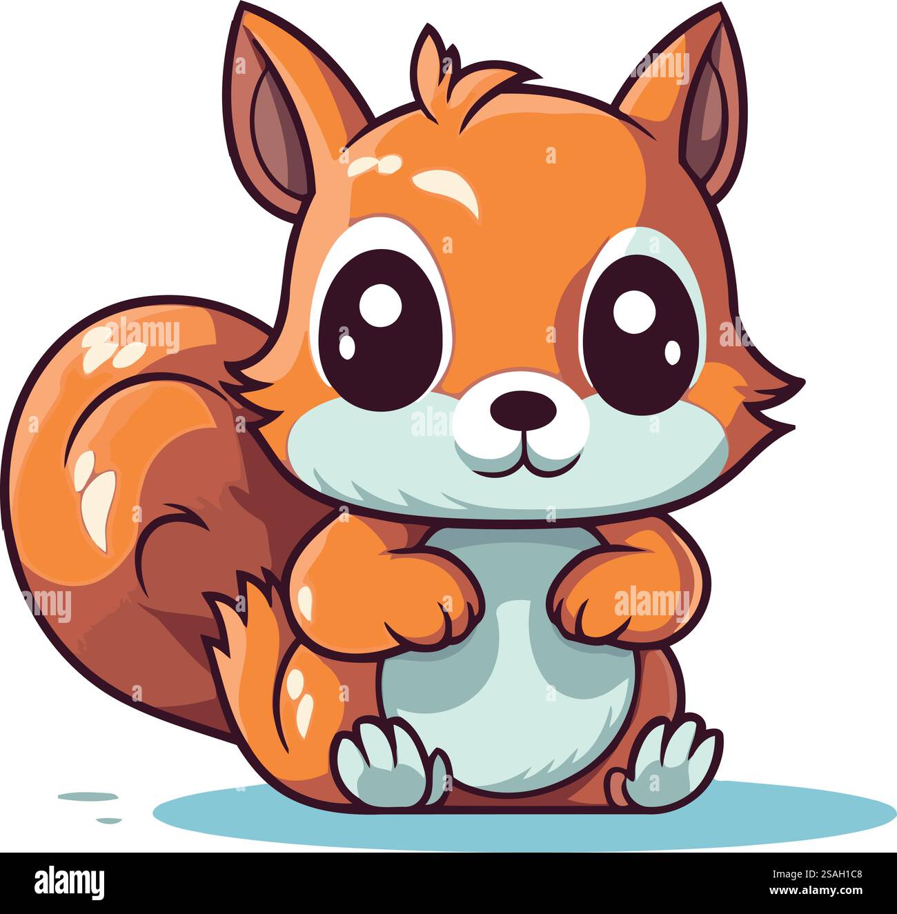 Cute little squirrel sitting on the ground. Vector cartoon illustration ...