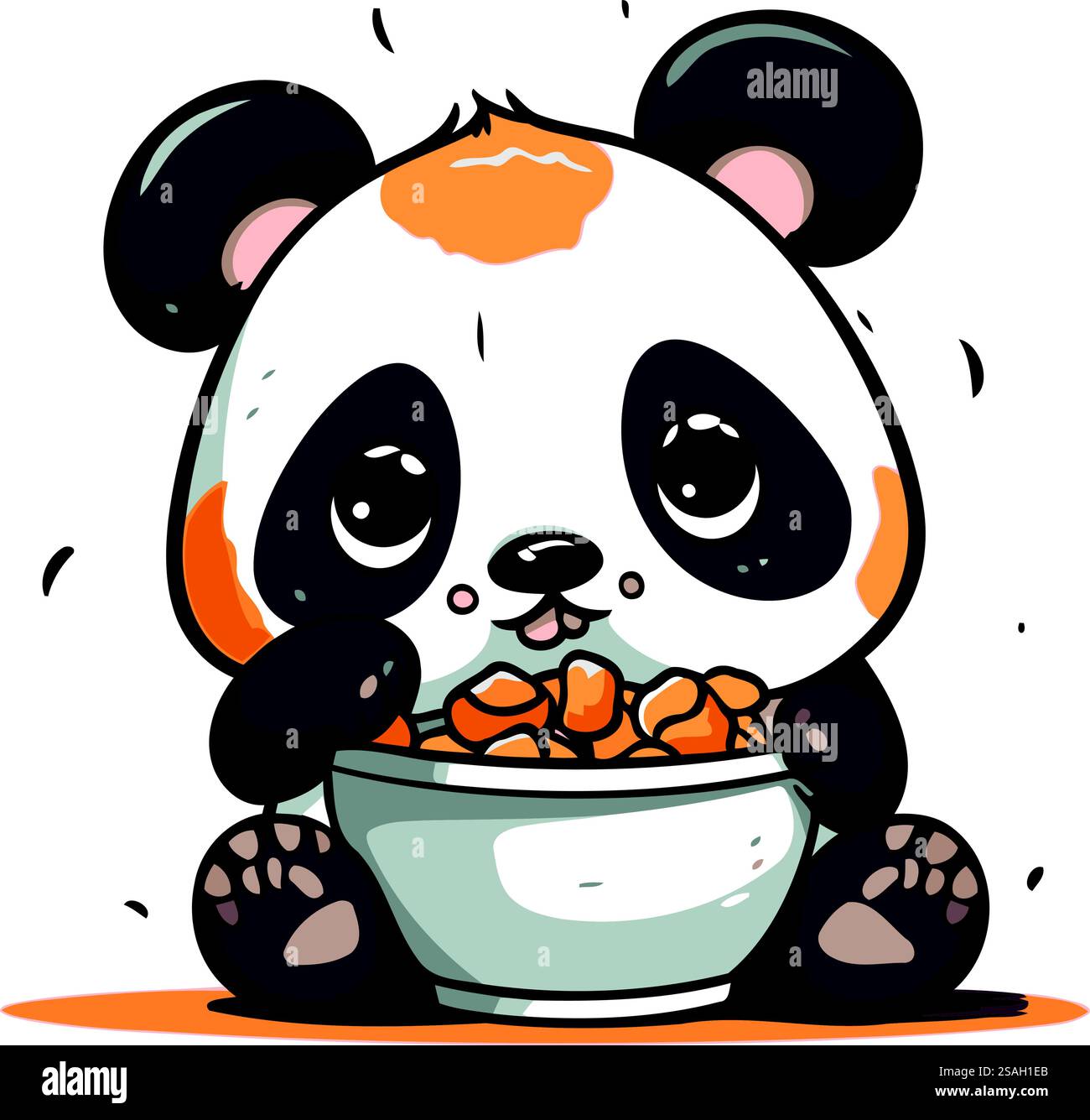 Cute panda with a bowl of food. Vector illustration Stock Vector Image ...