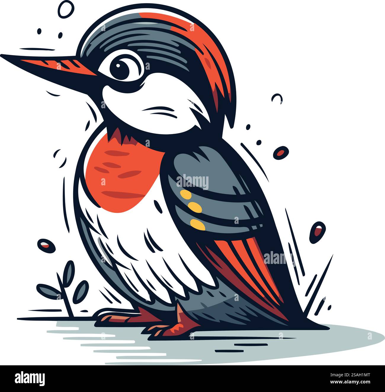 Cute cartoon woodpecker on white background. Vector illustration Stock ...