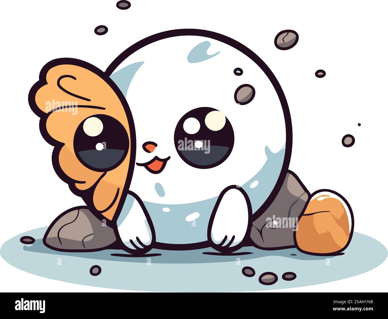Cute cartoon snowball with eyes and legs. Vector illustration Stock ...