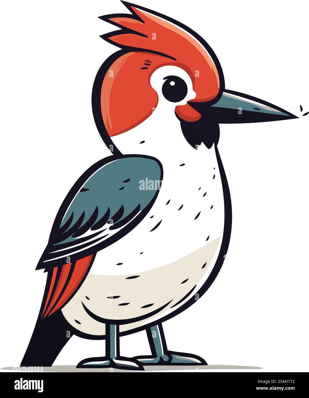 Cute cartoon woodpecker isolated on white background. Vector ...