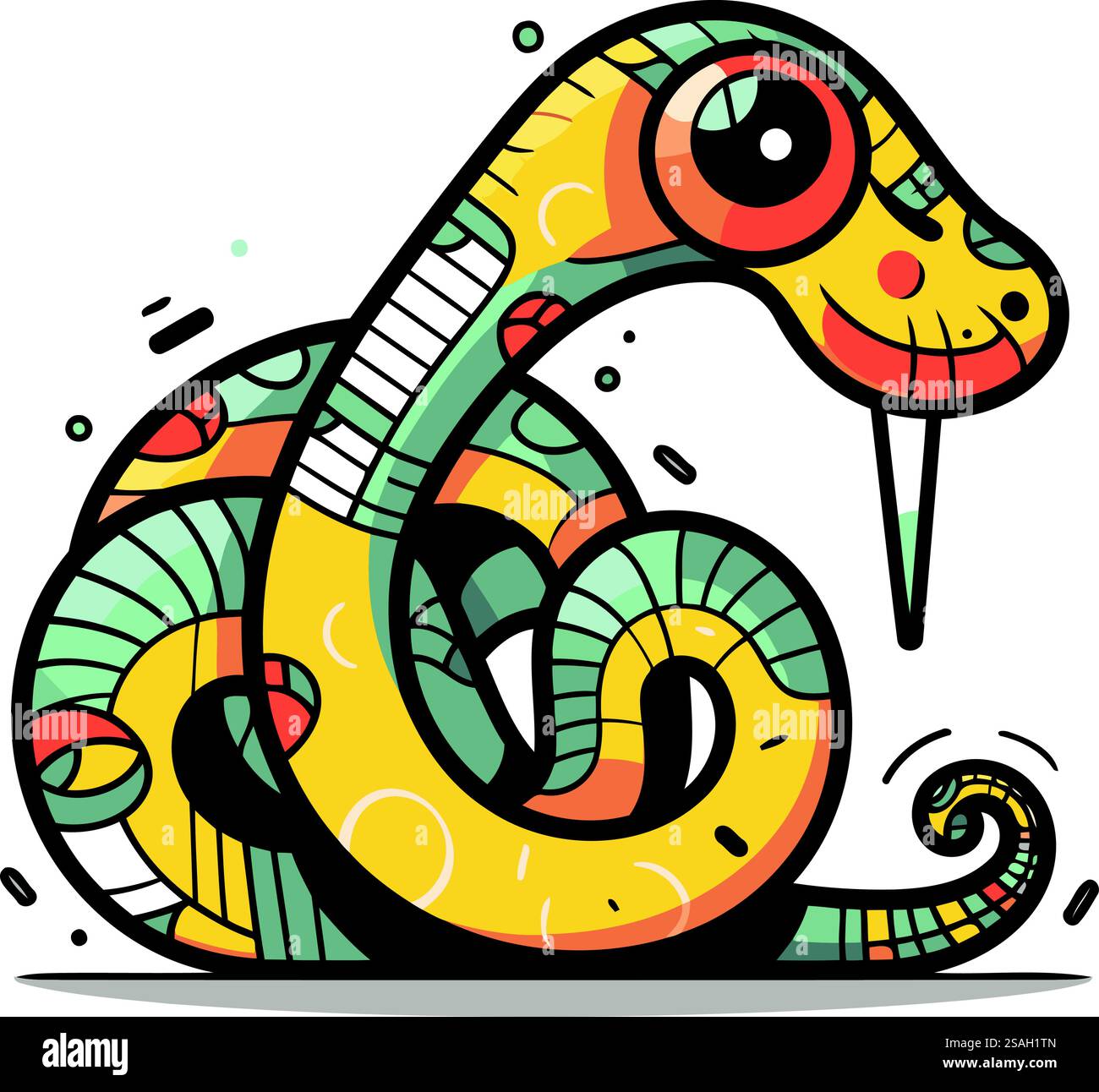 Cartoon snake. Vector illustration. Isolated on white background Stock ...