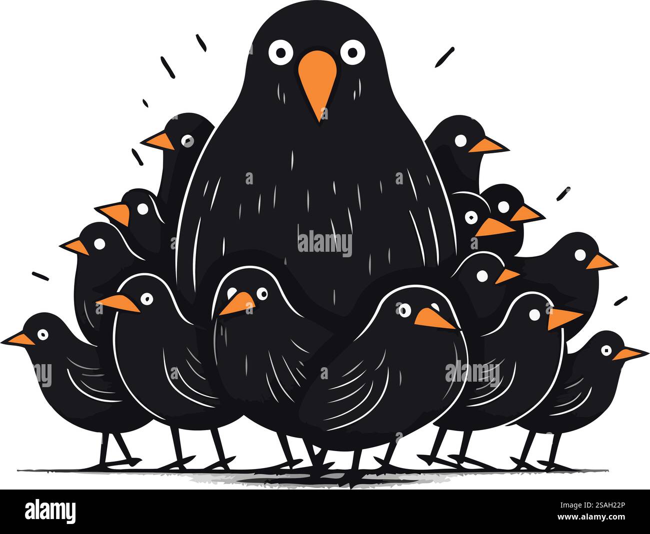 Group of black birds. Vector illustration isolated on a white ...
