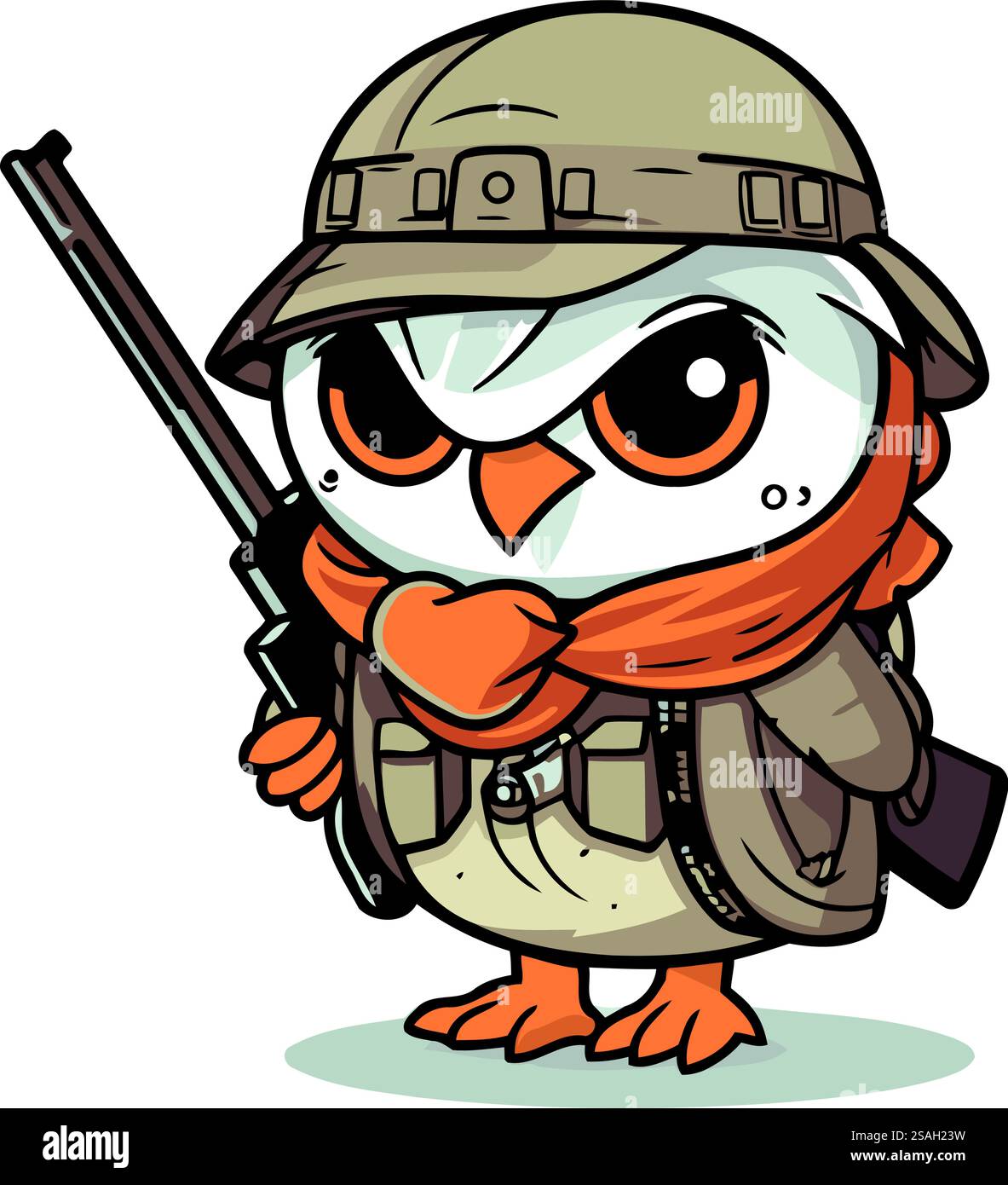 Owl with a rifle on a white background. vector illustration Stock ...