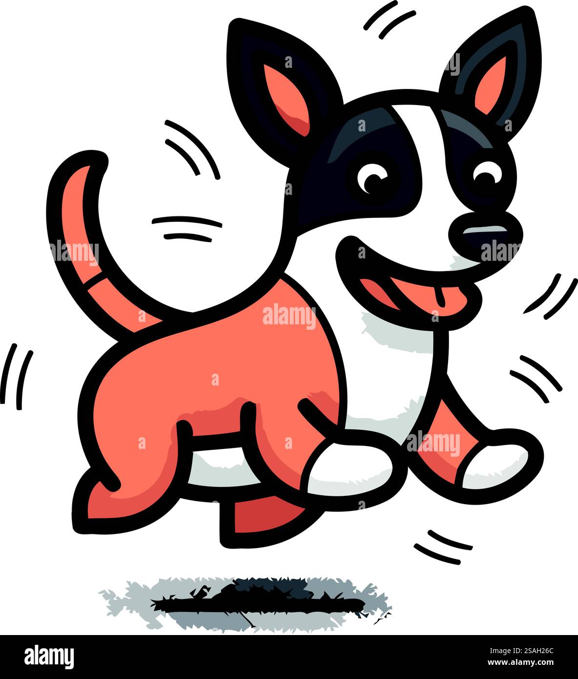 Cartoon dog jumping. Vector illustration. Isolated on white background ...