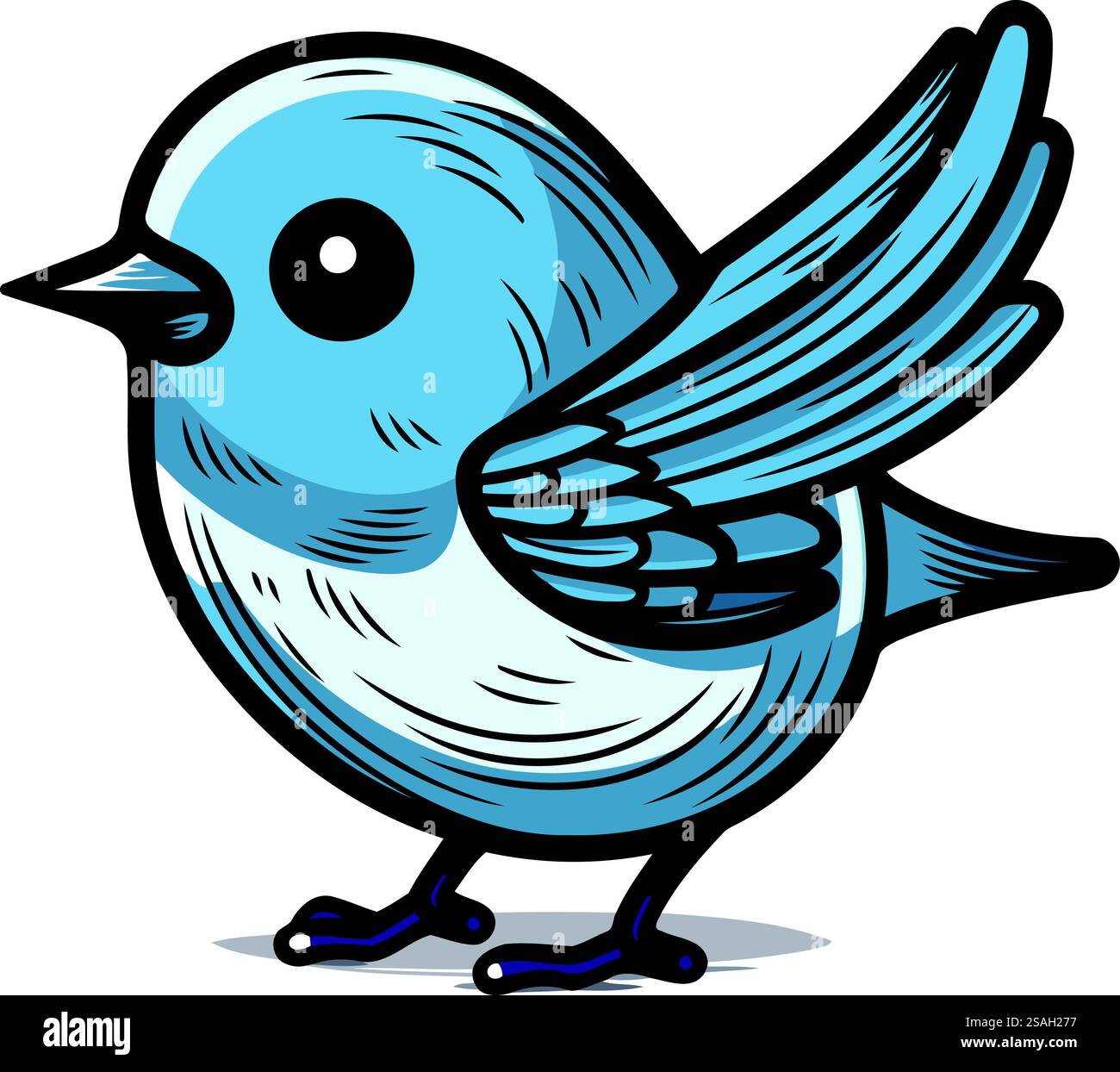 Cartoon blue bird. Vector illustration isolated on a white background ...