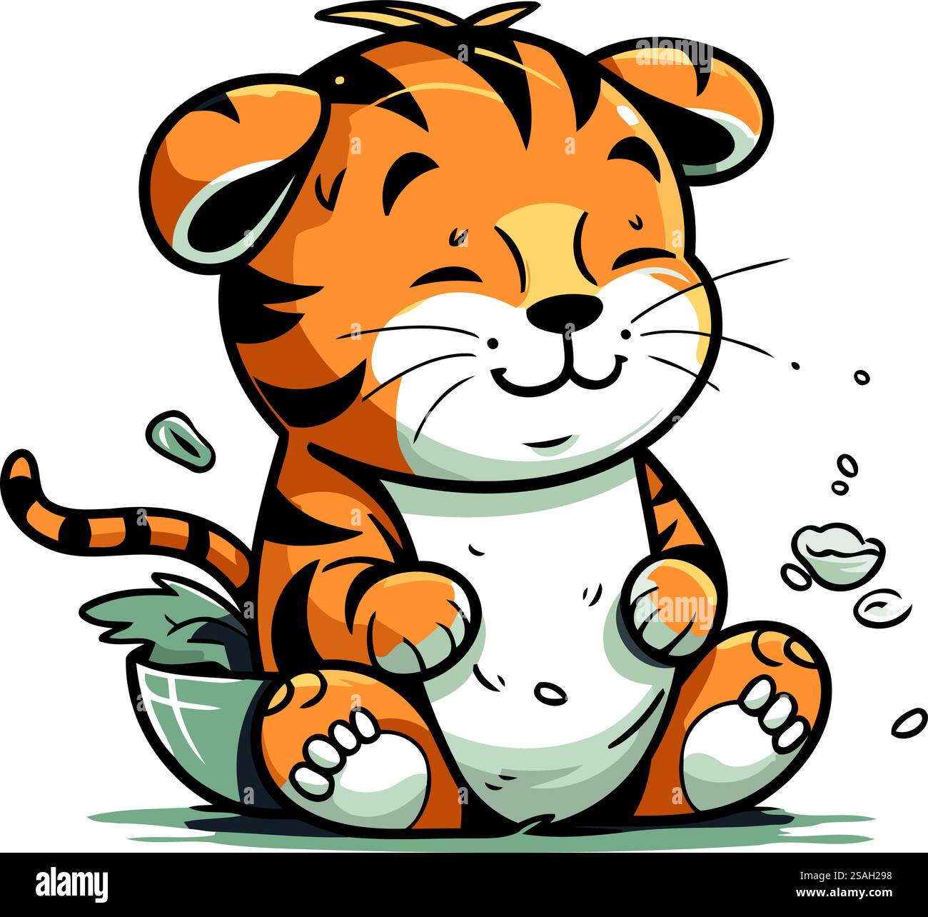 Cute cartoon tiger. Vector illustration. Isolated on white background ...